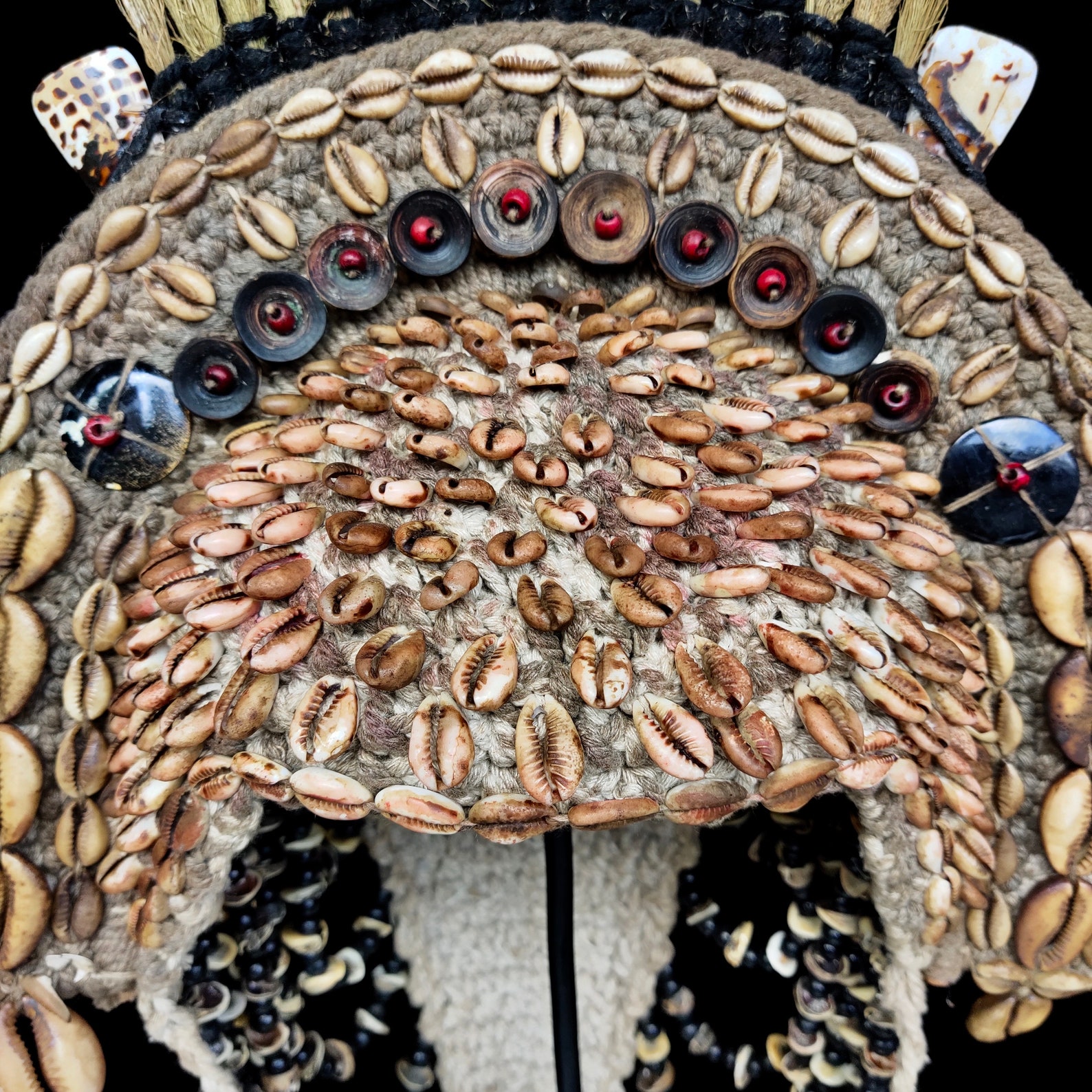 Asmat Warrior Headdress – Cowrie Shell Beaded Tribal Crown Fine Art ...