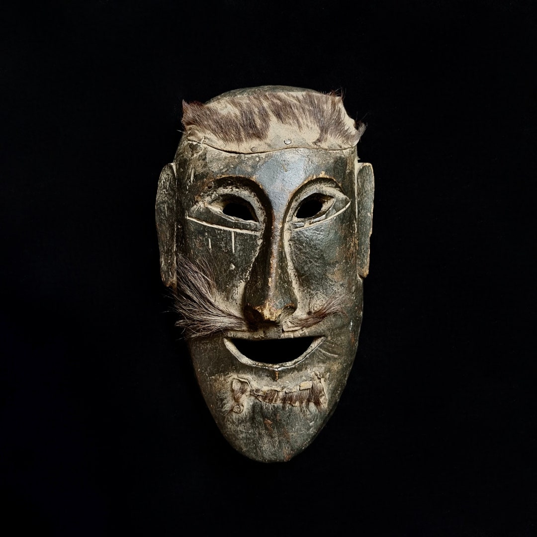 Himalayan Wood Mask Nepal Shamanic Carved Wooden Masque 11" Old ...