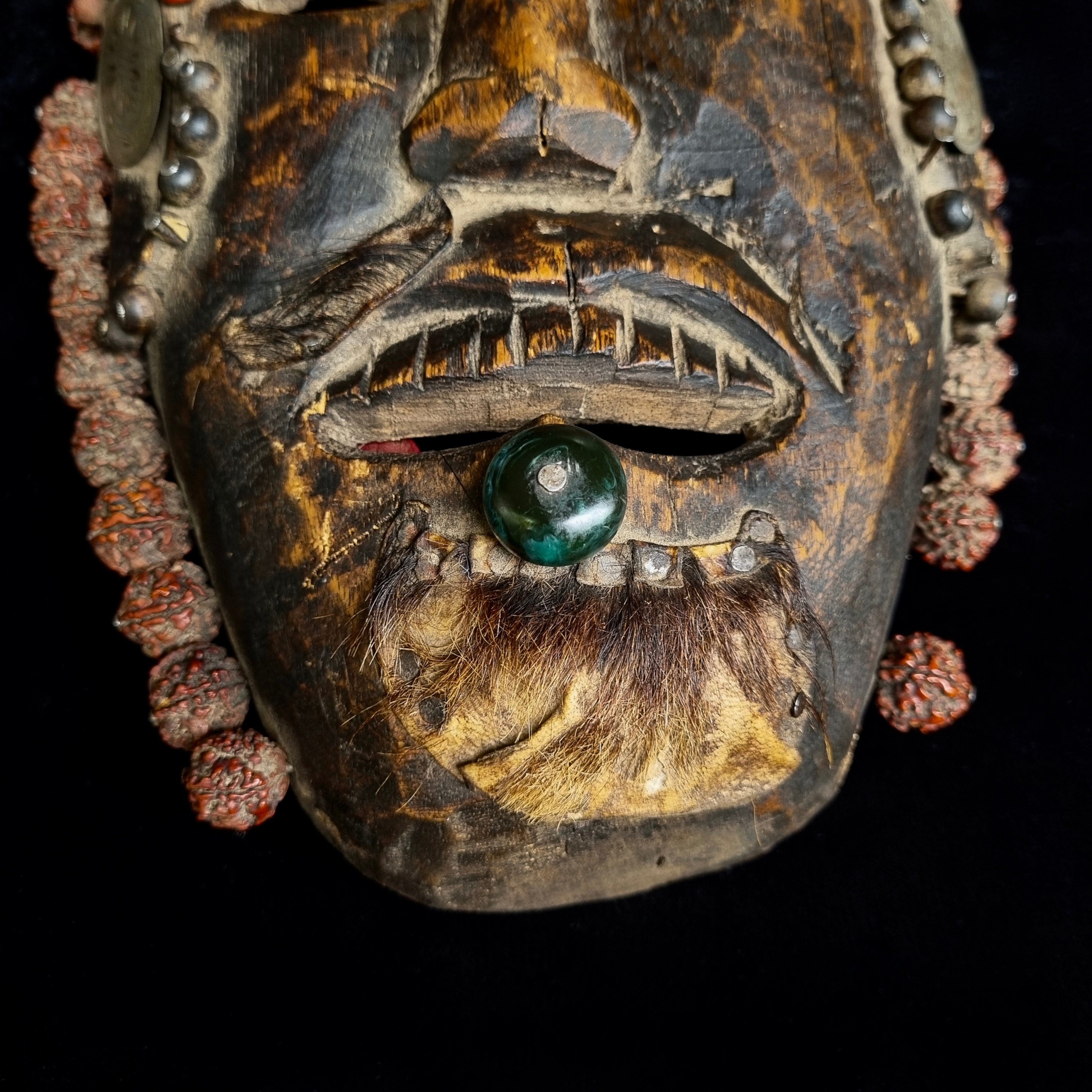 Himalayan Beaded Mask Nepal Shamanic Rudraksha Beaded Ceremonial ...