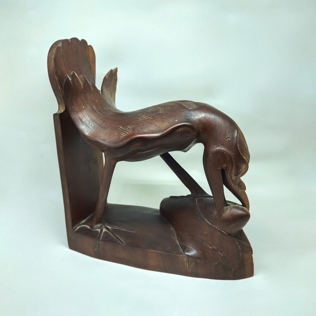 Rare 1950 Pita Maha Sandal Wood Bird Book End Sculpture, Hand Carved ...