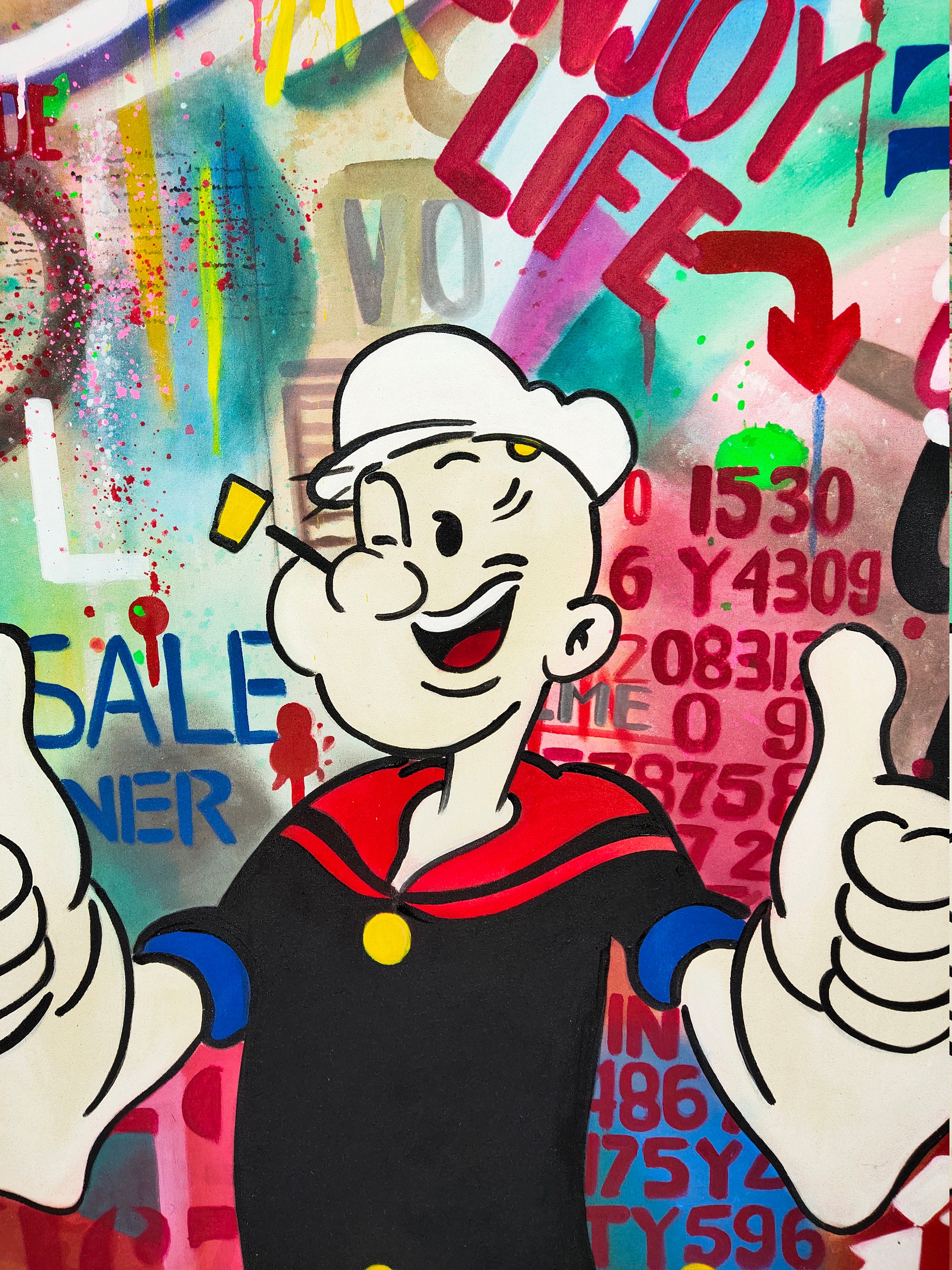 Colorful Popeye Pop Art Hand Painted Original Painting Wall Art Home ...