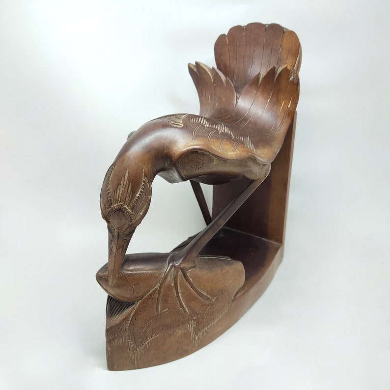 1950s Balinese Sandalwood Bird Bookend, Art Deco Pita Maha Carving - Etsy