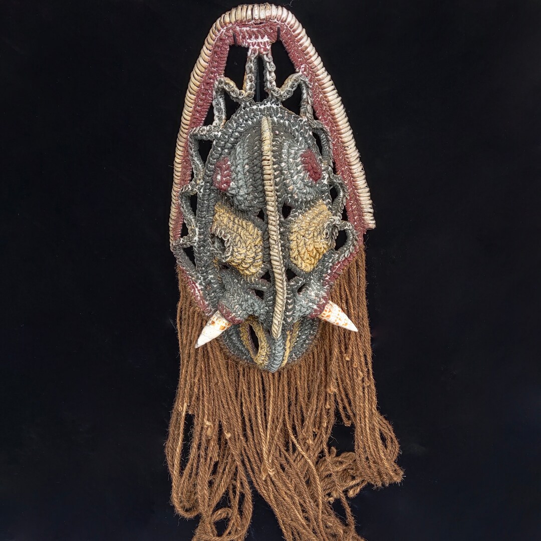 Tribal Boho Warrior Mask Head Hunter Papua New Guinea Primitive Tribal ...