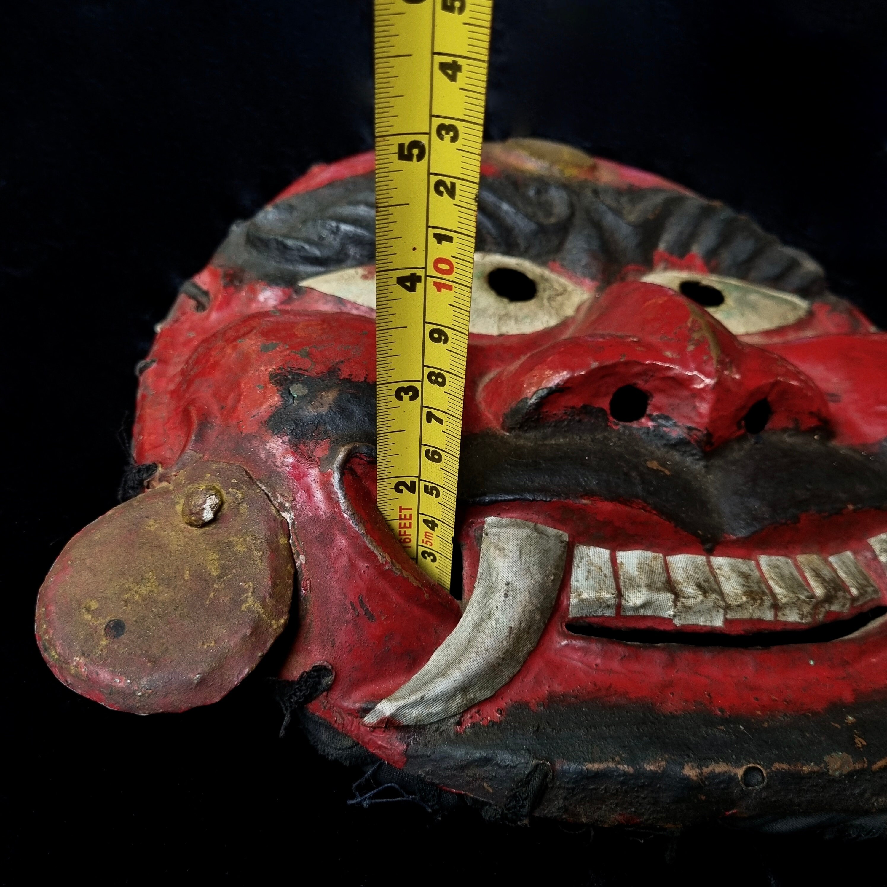 Copper Lakhe Demon Mask Nepal Red Rakshasa Masque 12" Tribal Tibetan ...