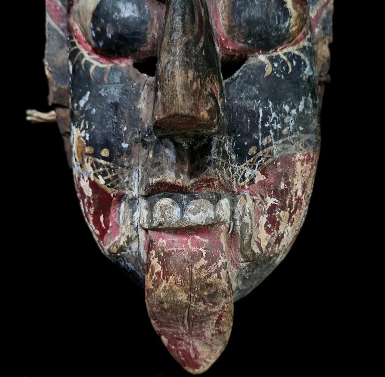 20th C Nepalese Wood Kali Mask: Shamanic Tribal Art - Etsy