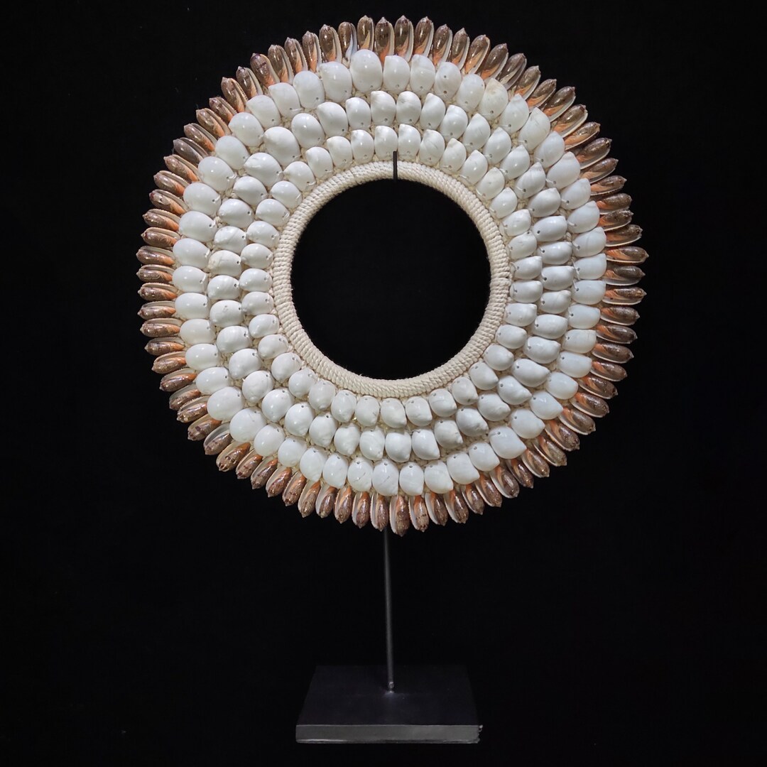 Mini Round Shell Necklace, Tribal Jewelry Display Home Decor, Orange ...