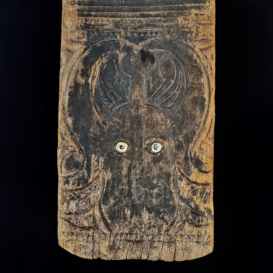 Tribal Torajan Carved Wood Buffalo Panel 33" Vintage Primitive Tanah ...