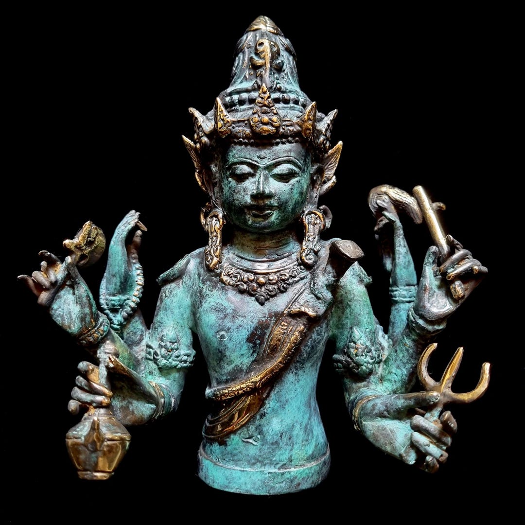 Lord Shiva Bronze Hindu Statue for Altar, Brass God Sculpture 8.25 ...