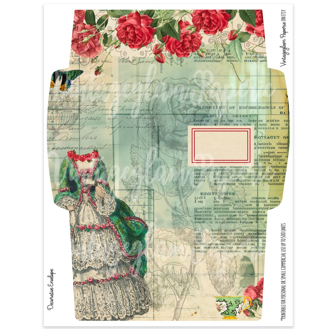 Retro Journaling Envelope Printable for Junk Journaling, Scrapbooking ...