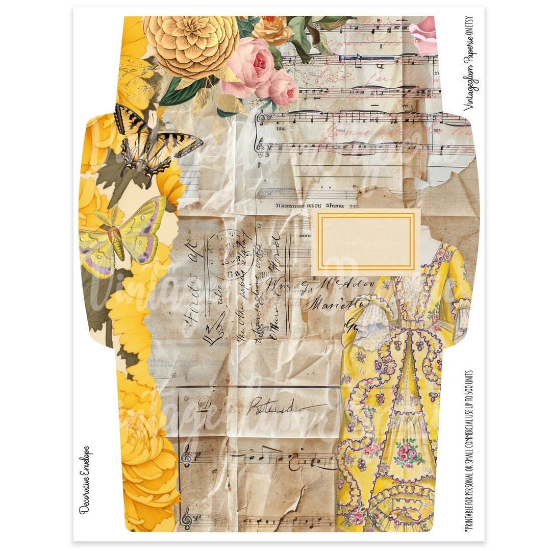 Retro Journaling Envelope Printable for Junk Journaling, Scrapbooking ...