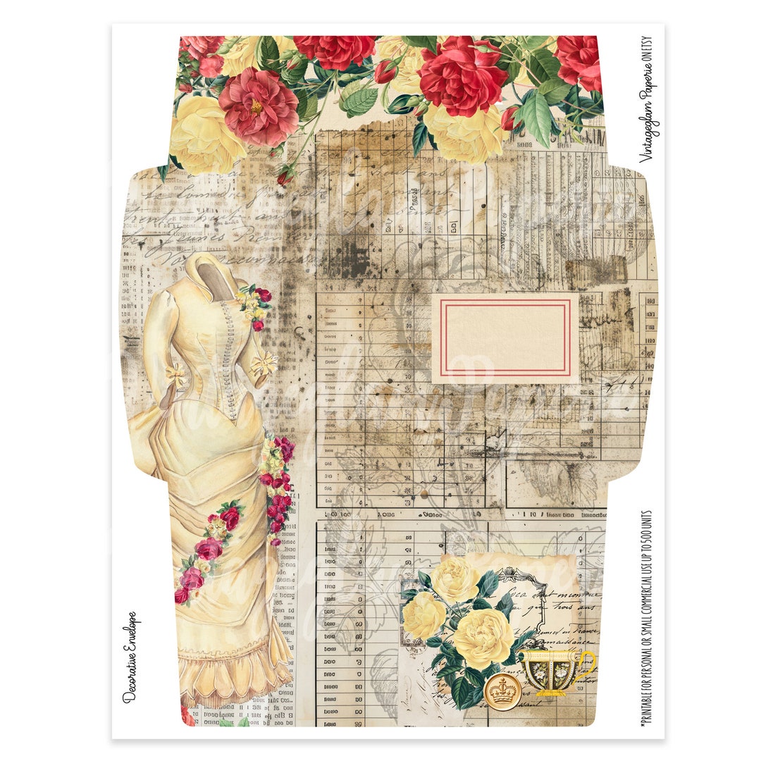 Retro Journaling Envelope Printable for Junk Journaling, Scrapbooking ...