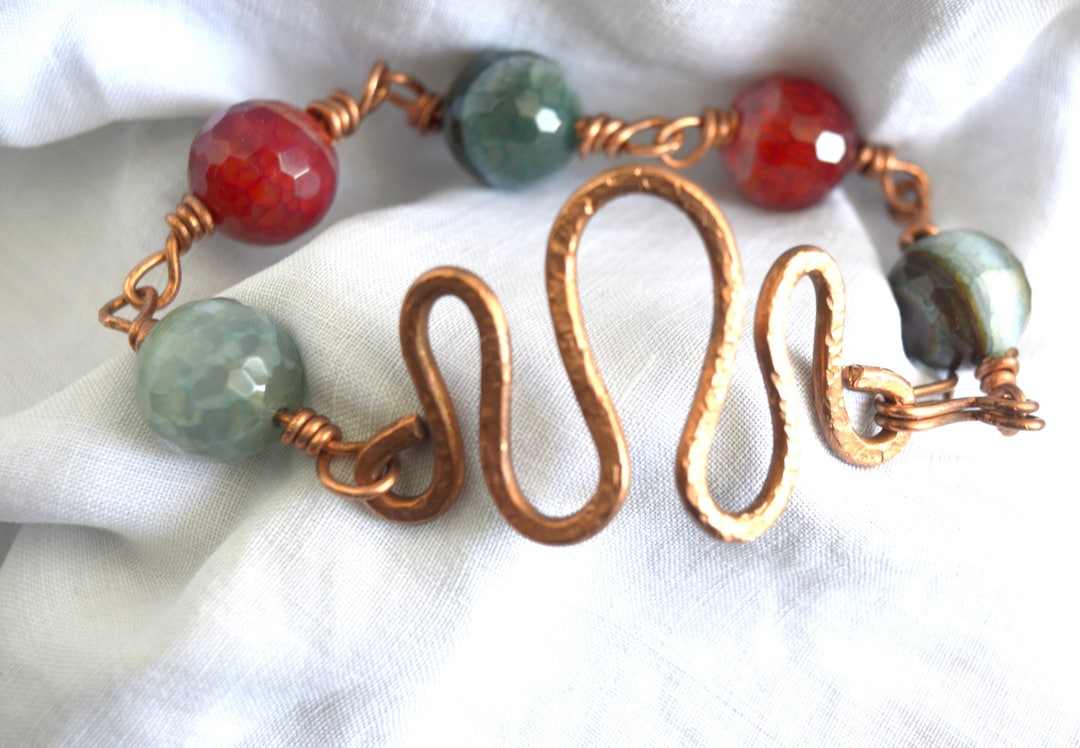 Handmade Copper Wire Bracelet With Agate Stone,copper Wire Bracelet ...