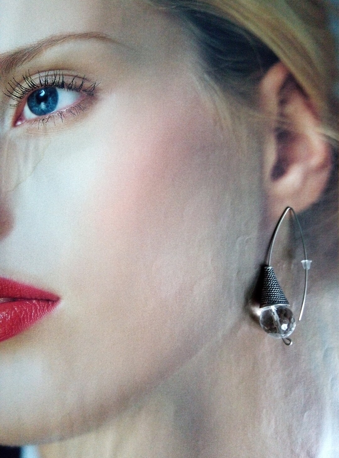 Contemporary Earrings Long Sterling Silver Earrings Modern Art Earrings ...