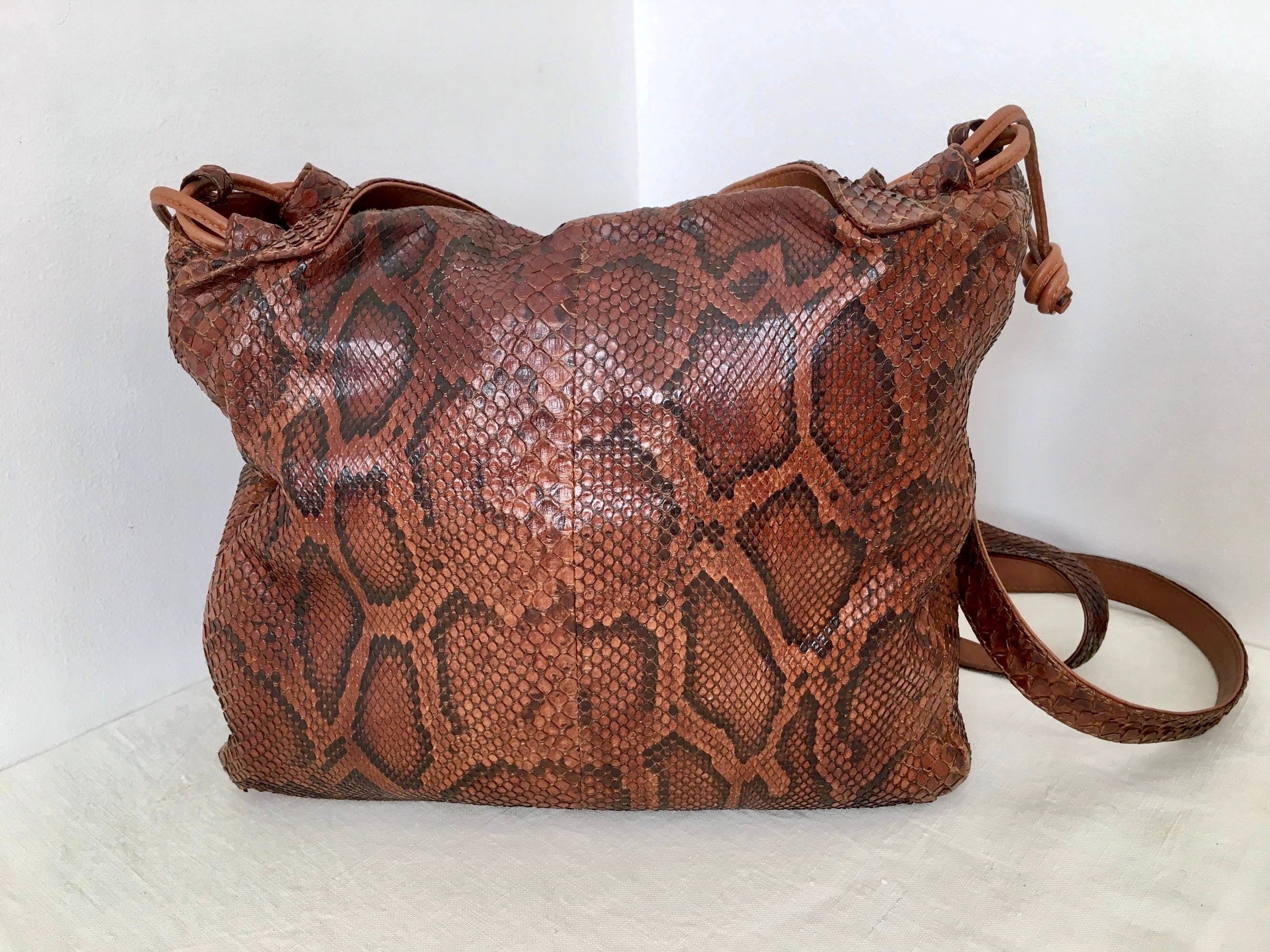 Vintage Python Skin Bucket Handbag Shoulder Bag PAOLO MASI 80s 90s Made ...