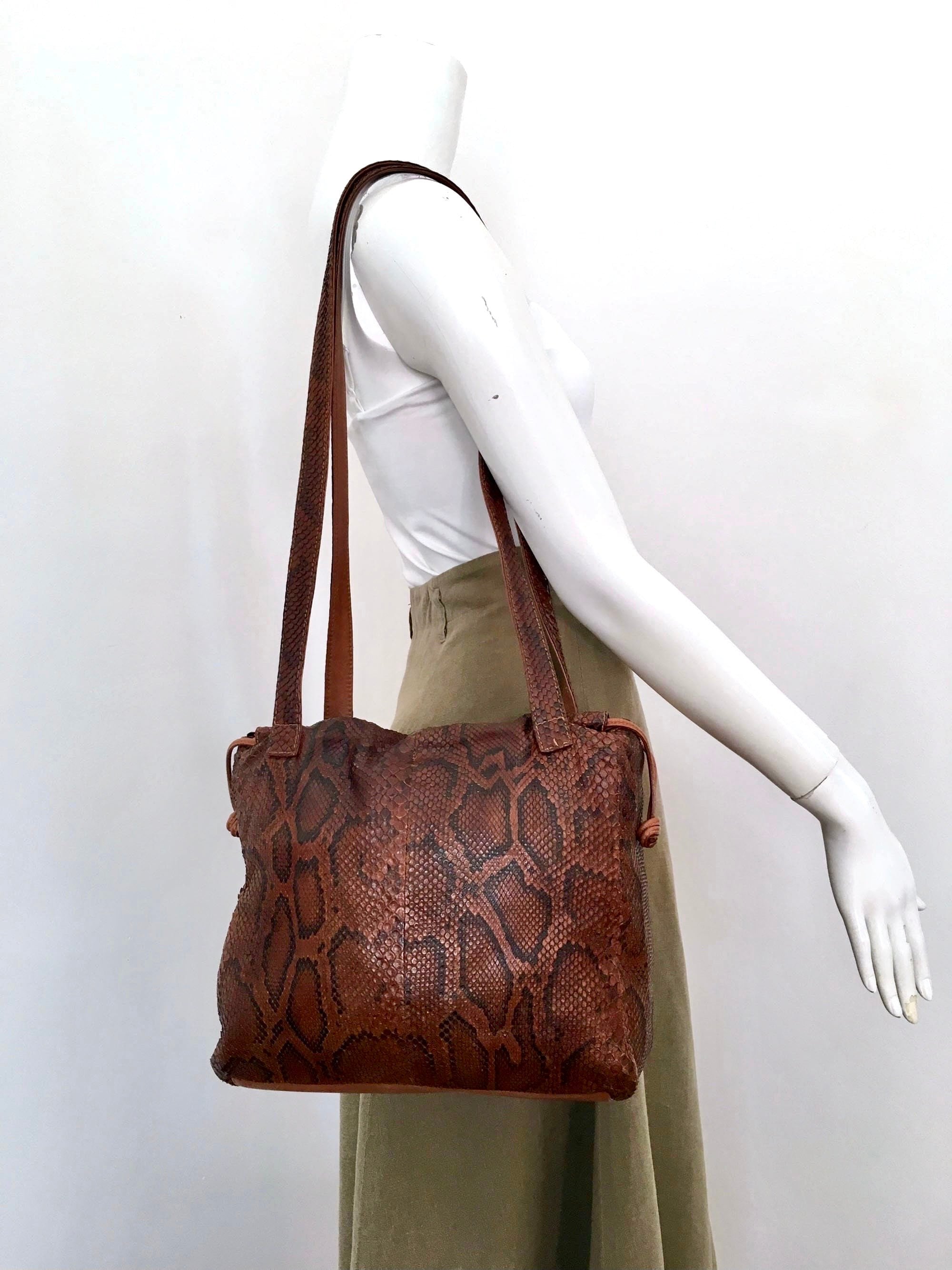 Vintage Python Skin Bucket Handbag Shoulder Bag PAOLO MASI 80s 90s Made ...