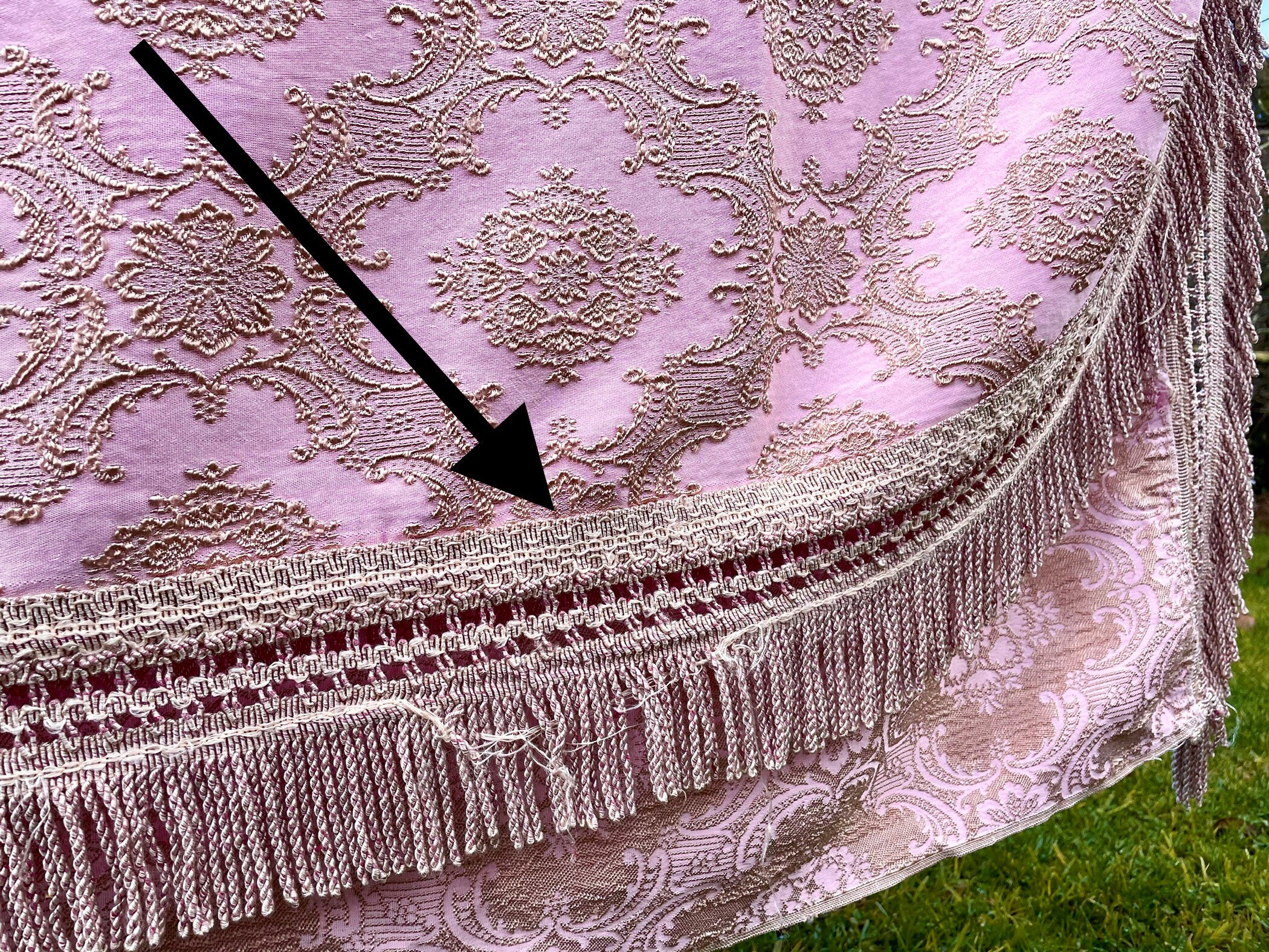 Vintage Pink Satin Brocade Bedspread With Heavy Gold Fringe - Etsy