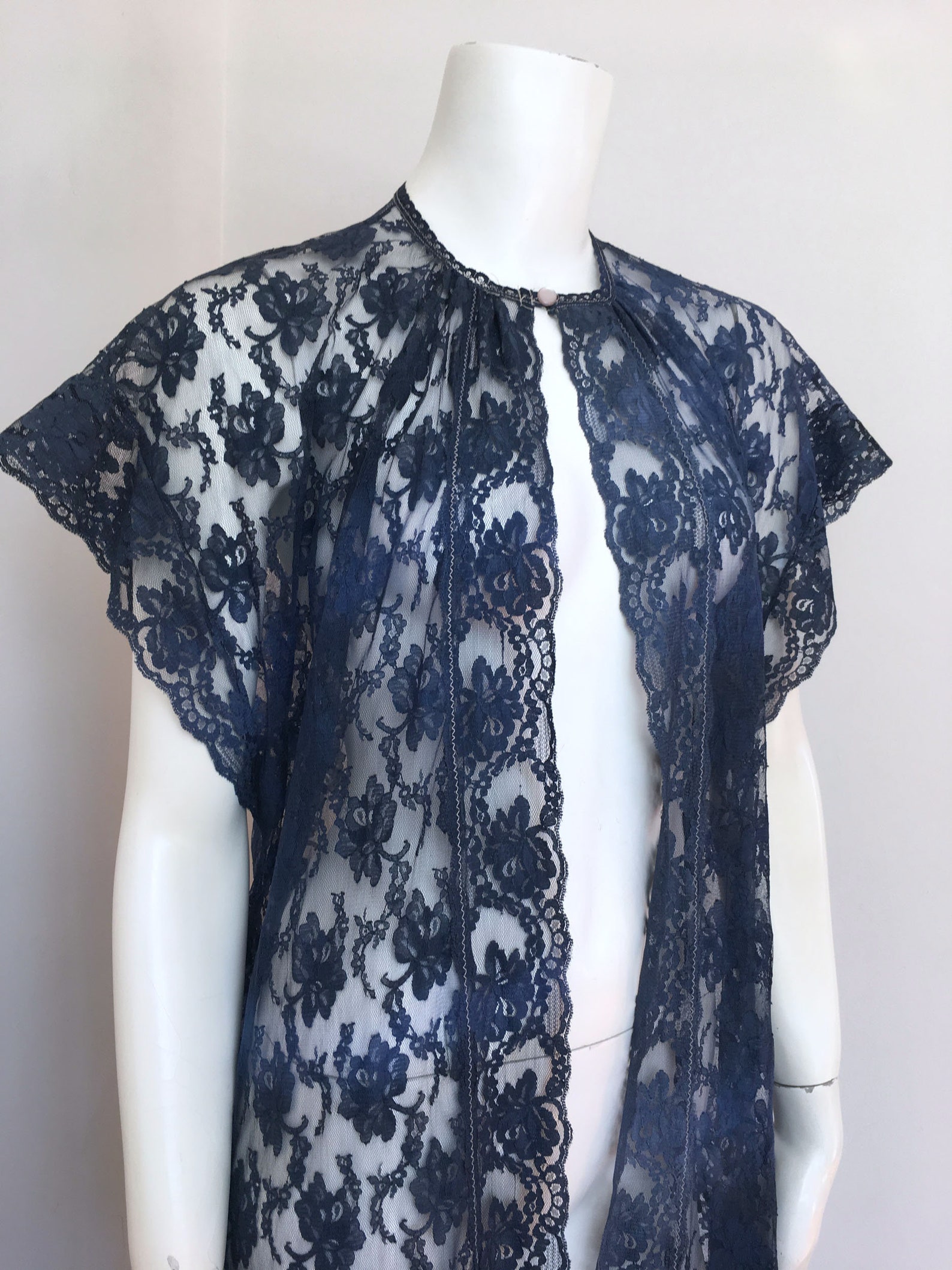 1960s Blue Lace Night Robe / Negligee Size S Made in | Etsy