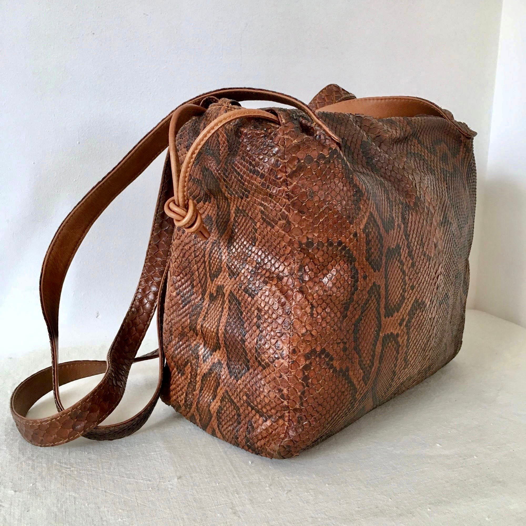 Vintage Python Skin Bucket Handbag Shoulder Bag PAOLO MASI 80s 90s Made ...