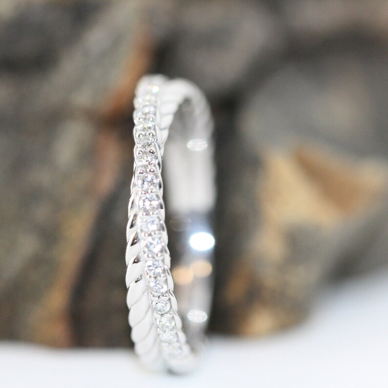 Infinity Twisted Diamond Wedding Band in 14K White Gold - Etsy