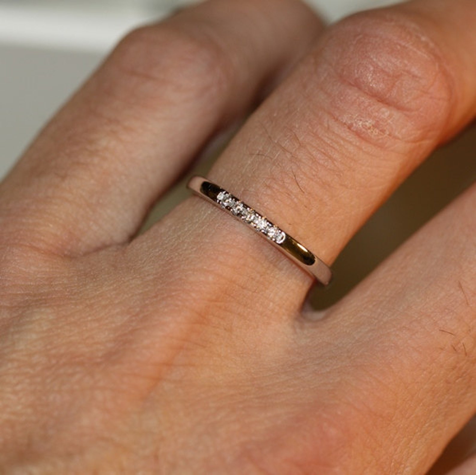 Simple Diamond Wedding Ring In 14K Gold Anniversary Ring - Etsy.de