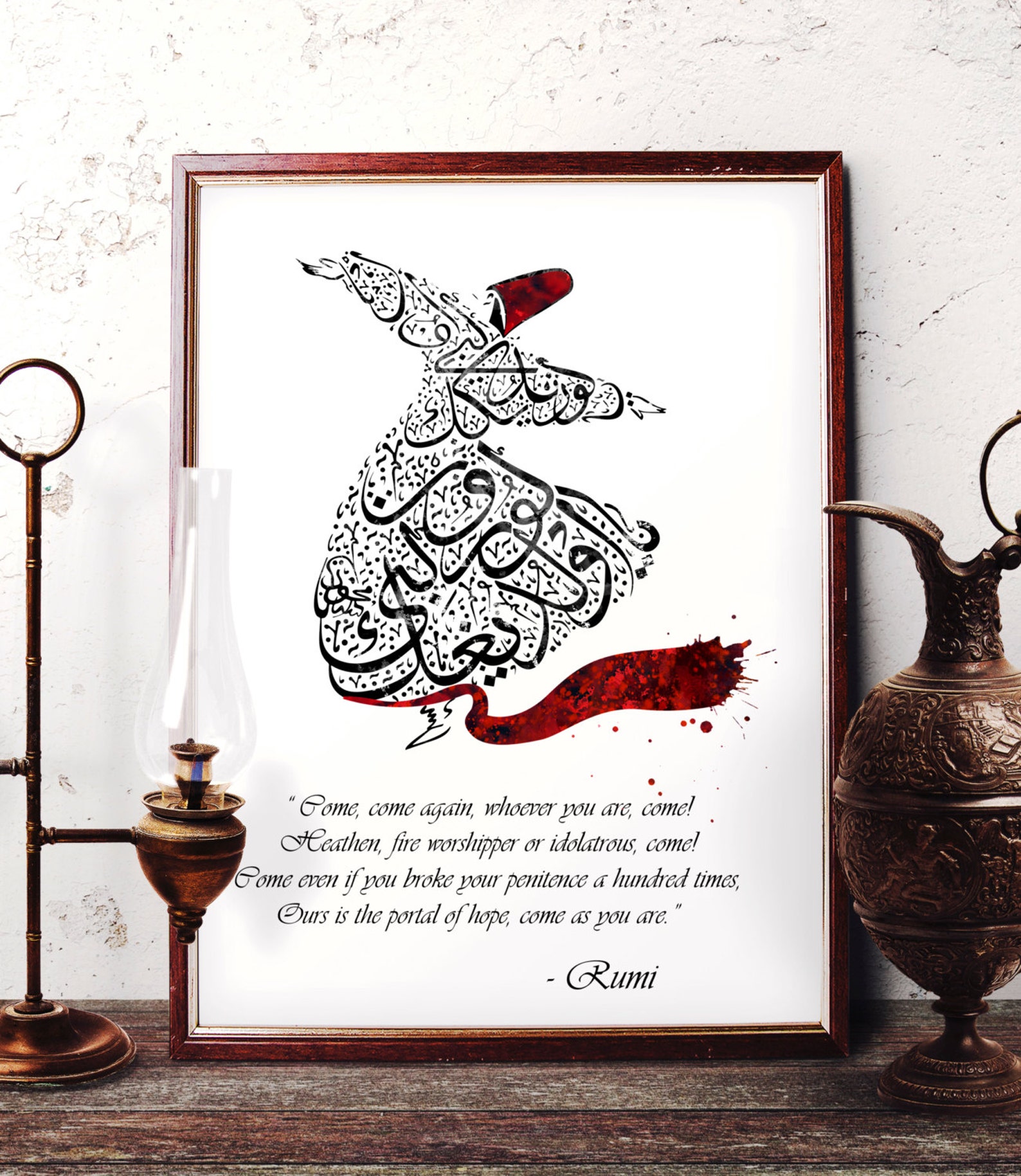 Rumi Cita Arte Decoración de Casa Sufí Caligrafía Islámica - Etsy España