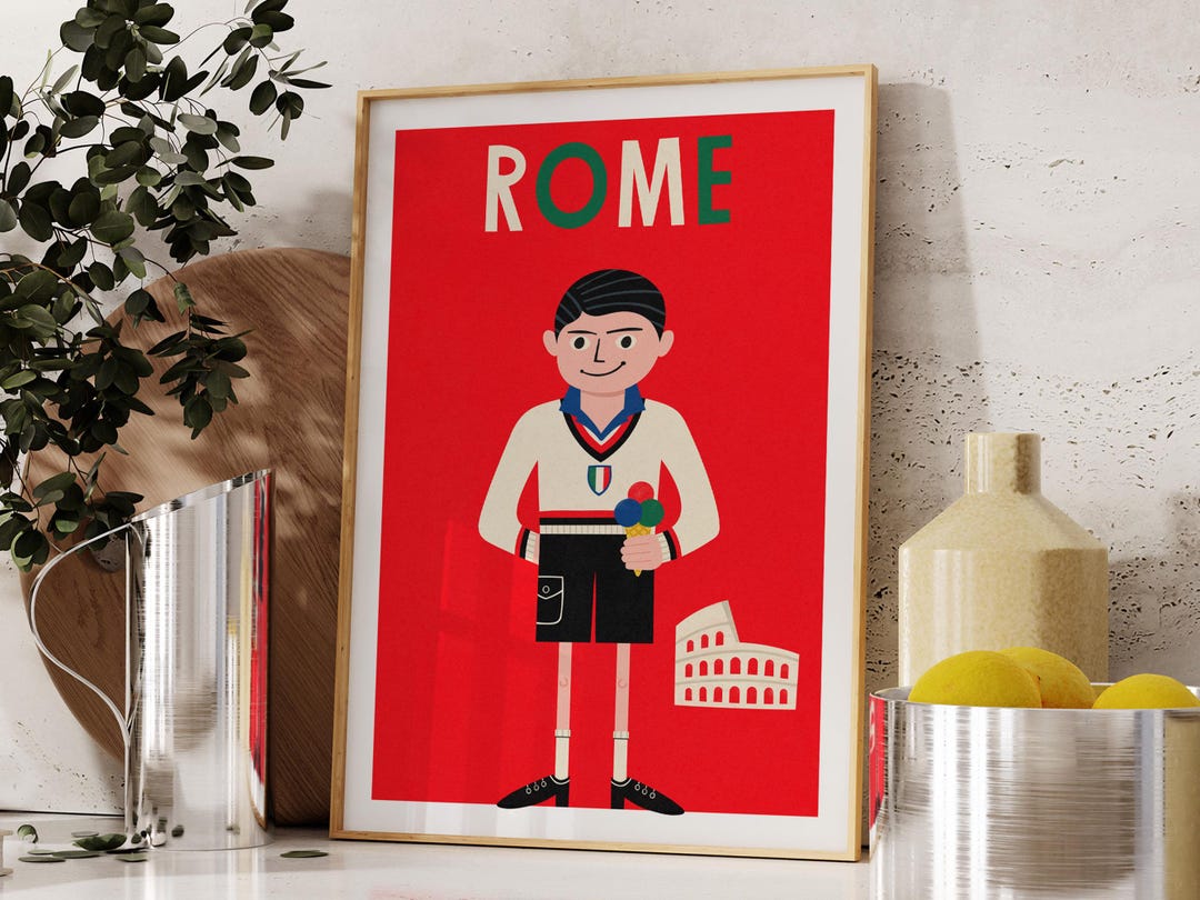 Rome Mid Century Modern Poster, Italy Travel Poster, Rome Print ...
