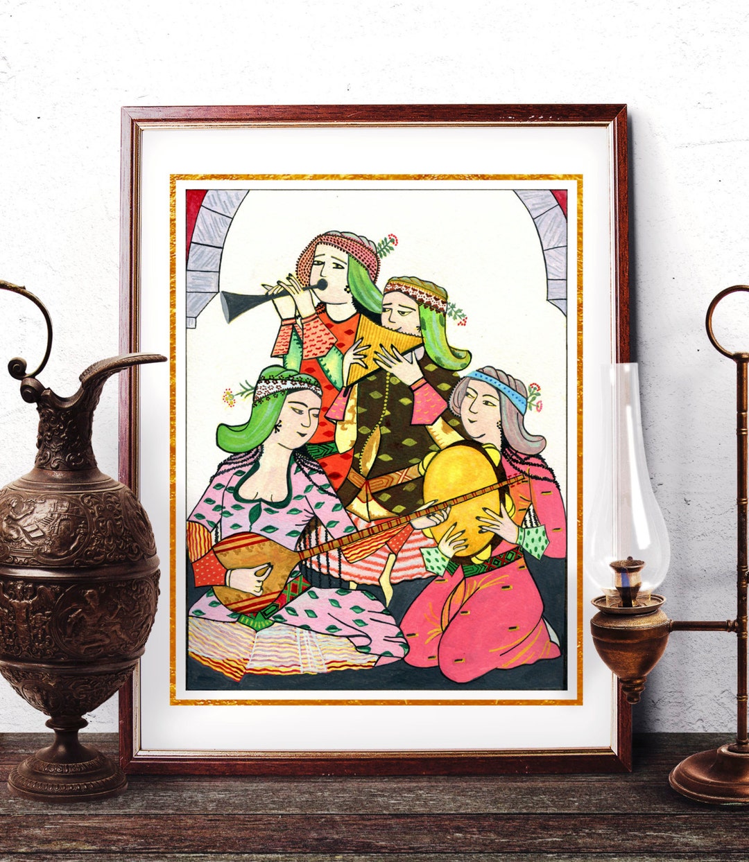 Ottoman Miniature Home Decor, Turkish Miniature Watercolor Painting ...