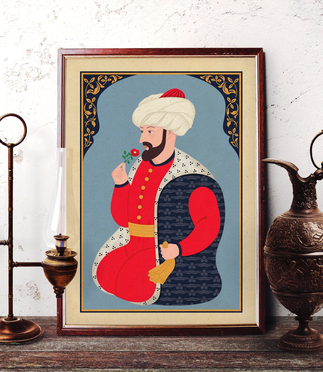Mehmed II Portrait Ottoman Wall Art Ottoman Miniature - Etsy