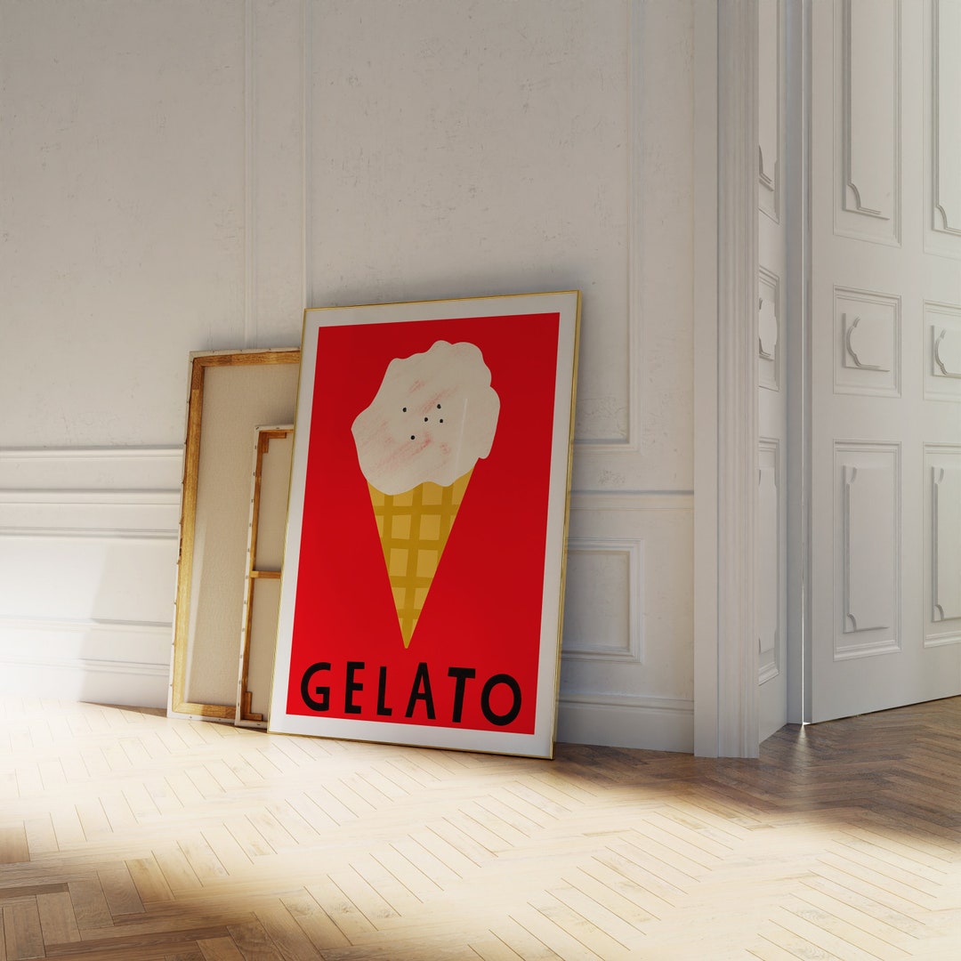 Gelato Kitchen Poster, Mid Century Modern Print, Food Art, Kitchen ...