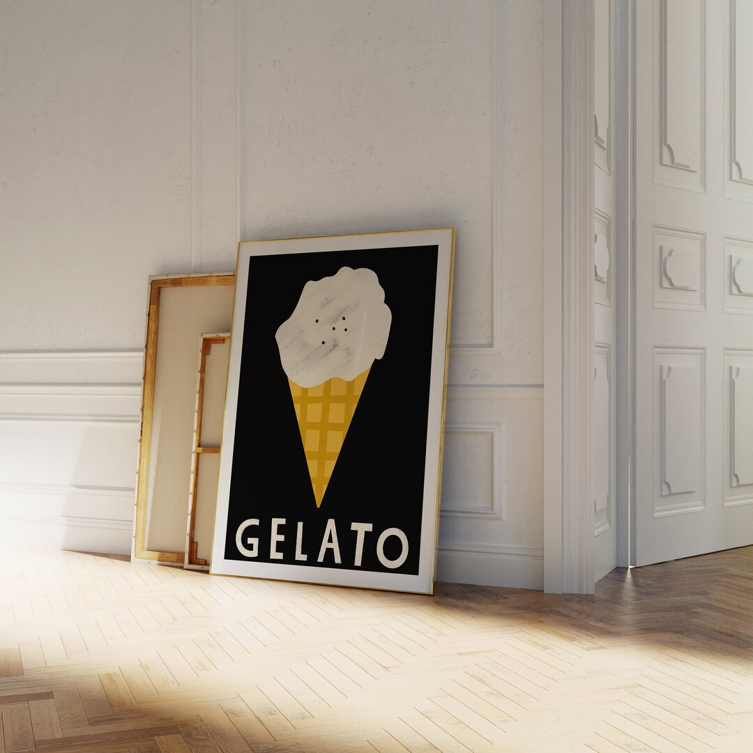 Mid Century Gelato Poster, Food Wall Art, Gelato Poster, Kitchen Decor ...