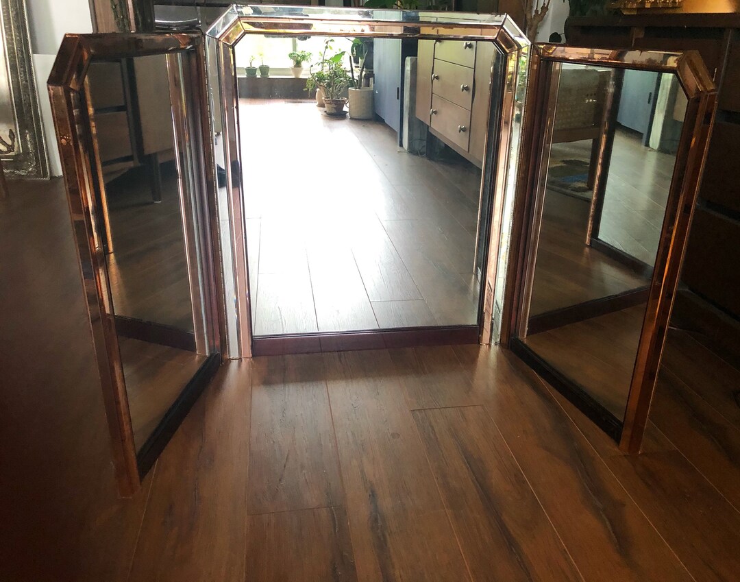 Trifold Rose Colored Mirror - Etsy