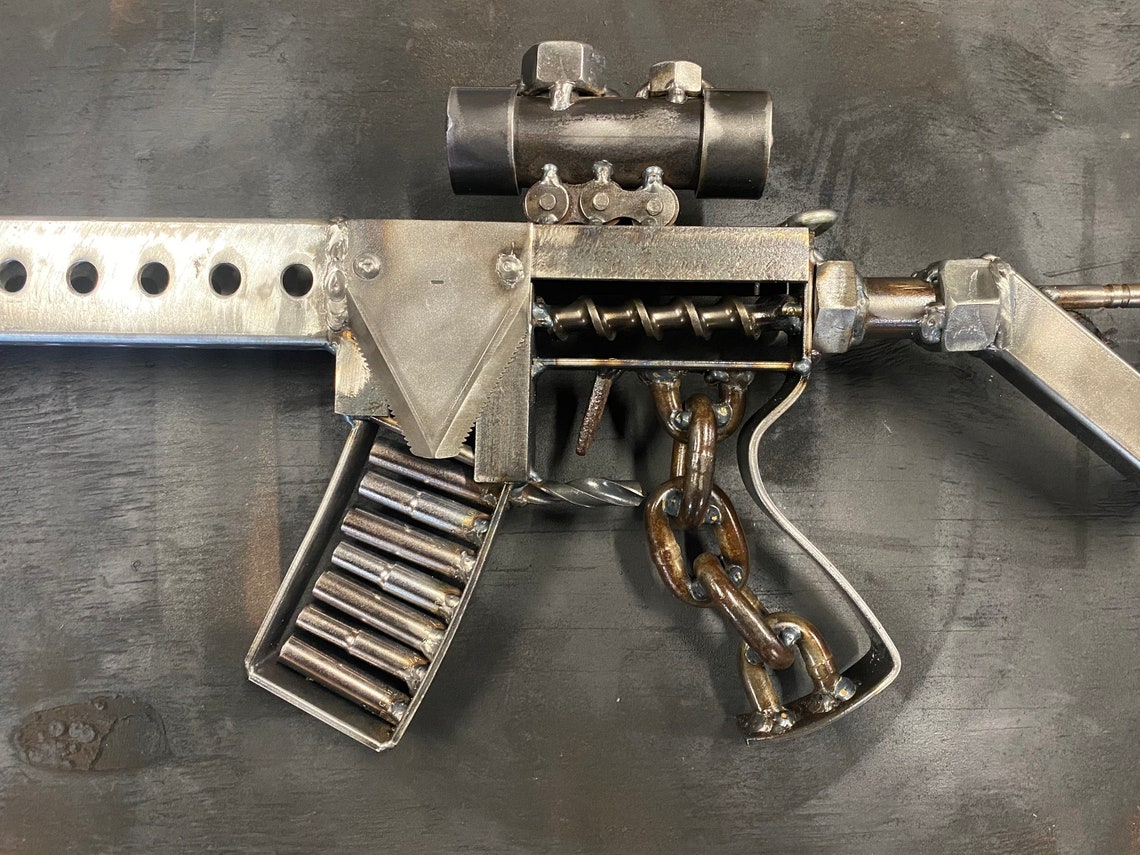 Scrap metal ar-15 gun rifle sculptures FREE SHIPPING | Etsy