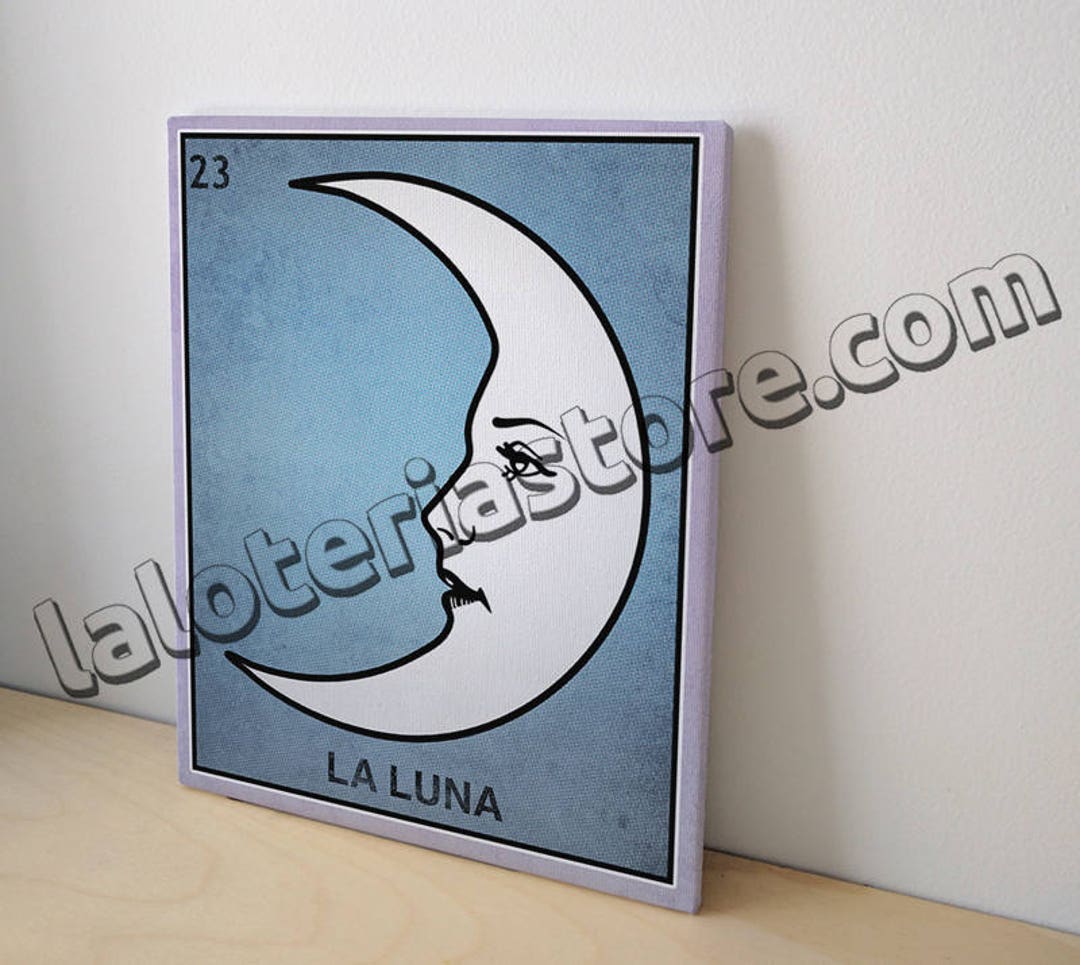 Canvas La Luna Loteria Card Stretched and Ready for Hanging - Moon ...