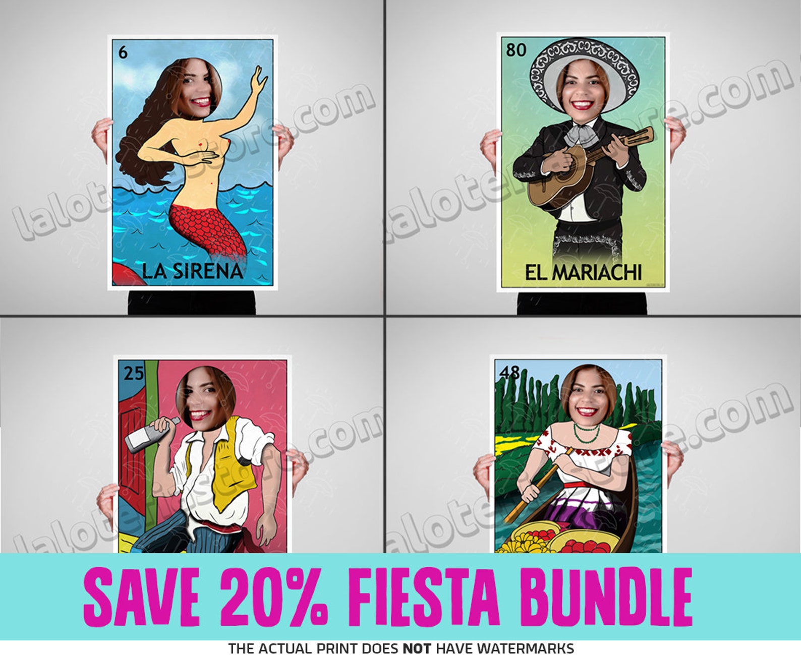 Conjunto de 4 Loteria Props Photo Booth Frame Impresiones - Etsy México