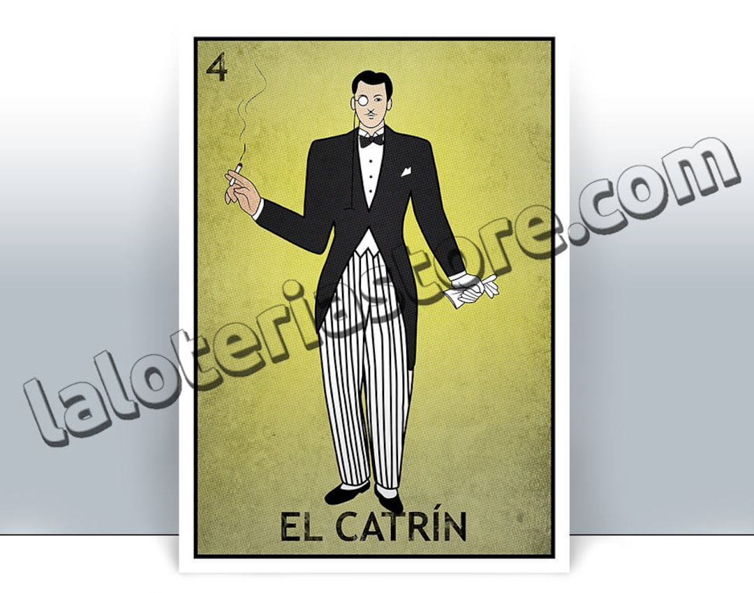 El Catrin Loteria Card - Mexican Bingo Art Print - Poster - Many Sizes ...