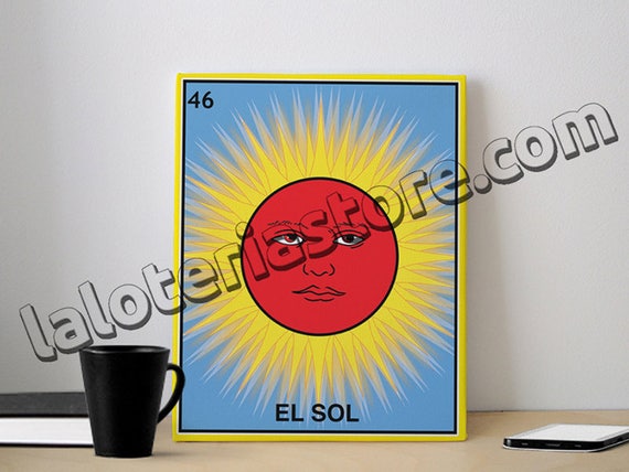 Canvas El Sol Loteria Card Stretched and Ready for Hanging | Etsy