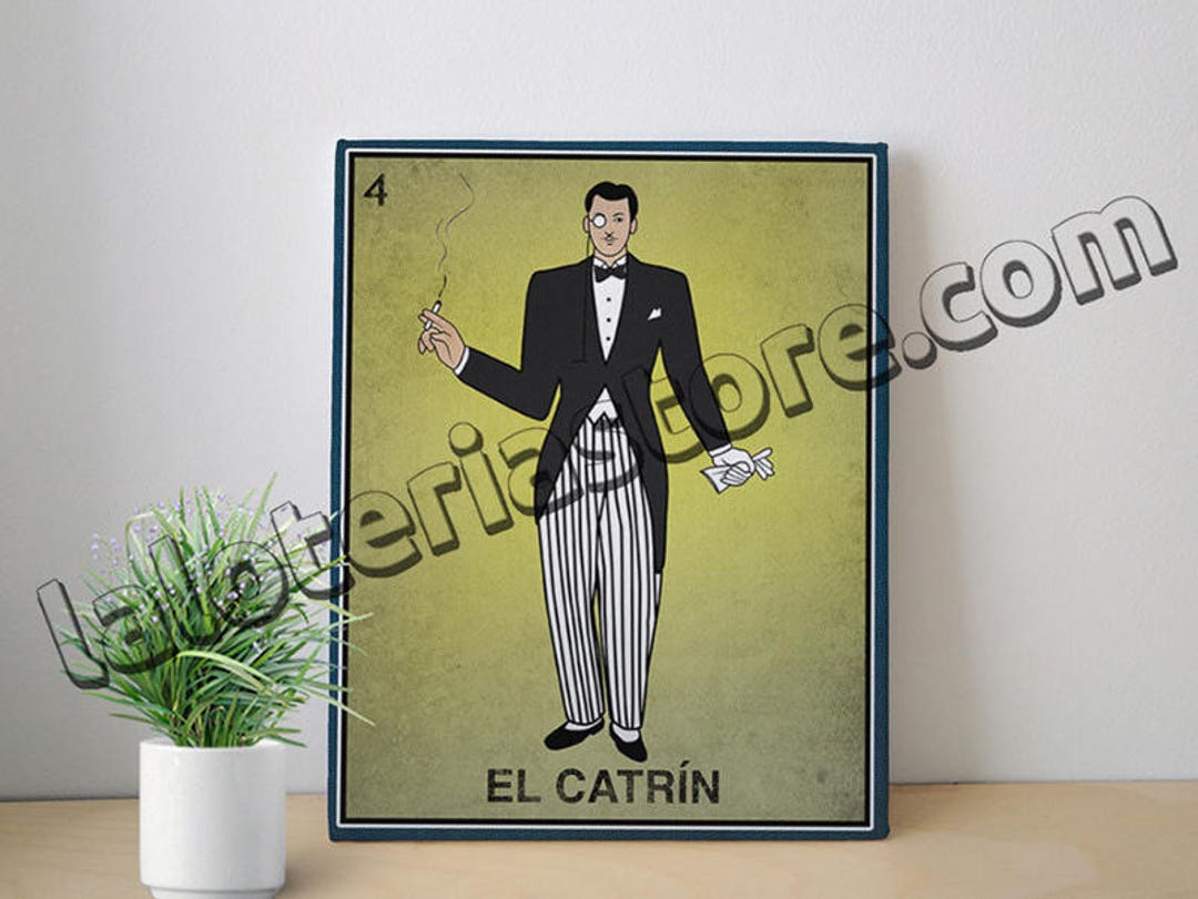 Canvas 8x10" El Catrin Loteria Card Stretched and Ready to Hang ...