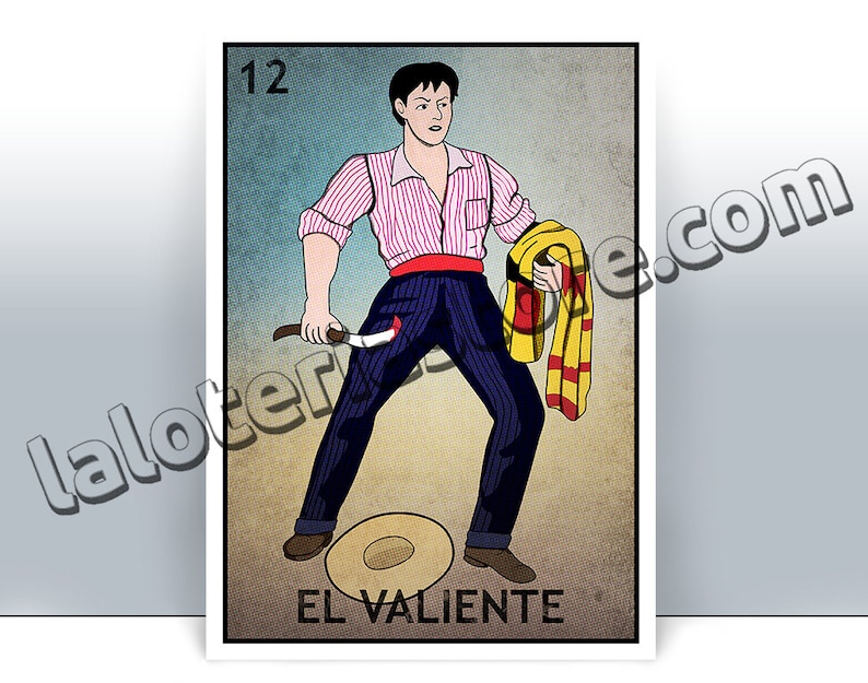 El Valiente Loteria Card the Brave Man Mexican Bingo Art | Etsy