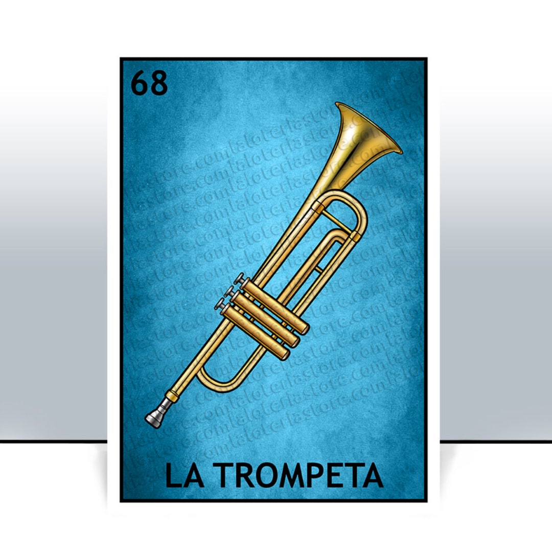 La Trompeta Loteria Card - Trumpet Poster- Mexican Bingo Art Print ...