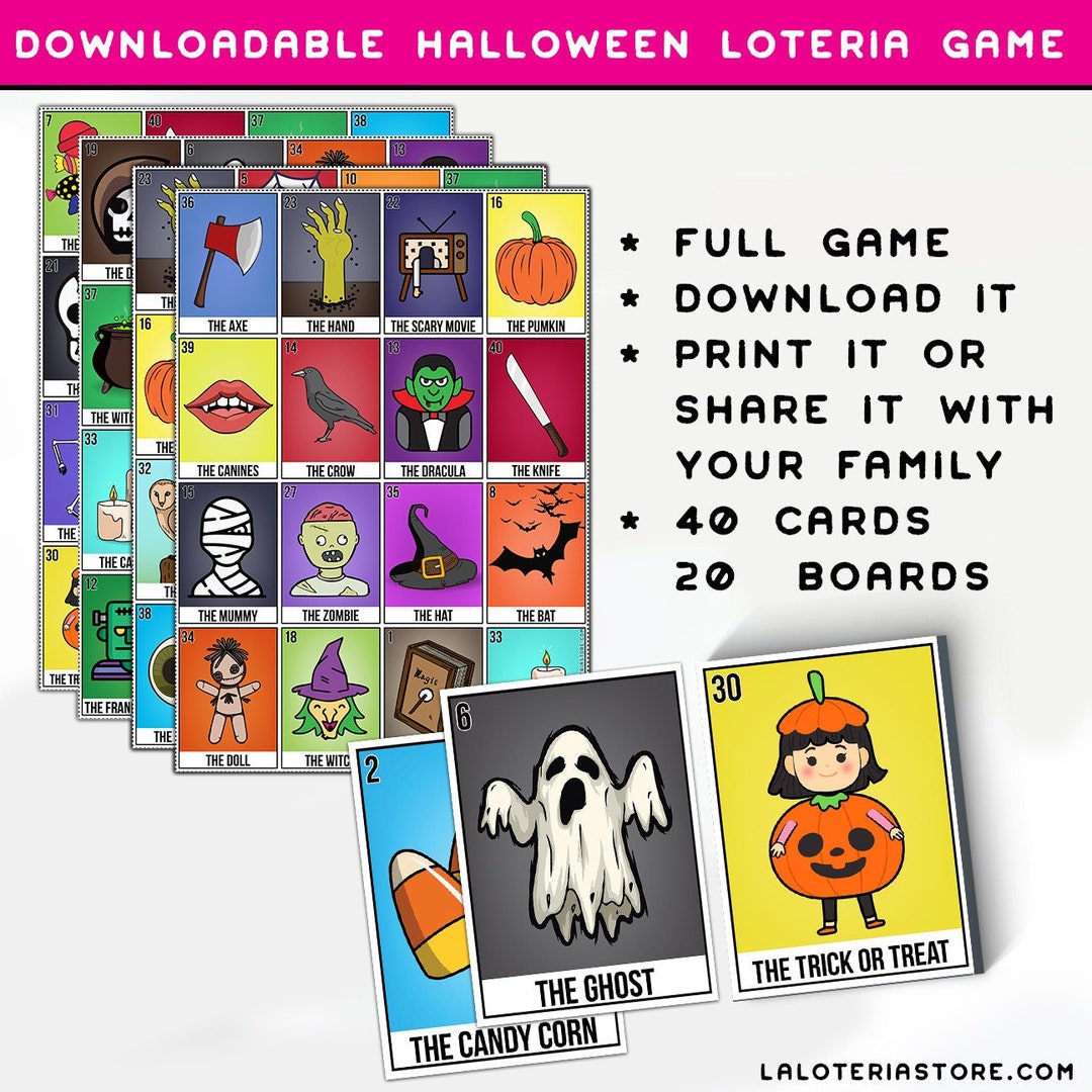 Halloween Mexican Lottery - Printable - Minimalist Halloween Bingo ...