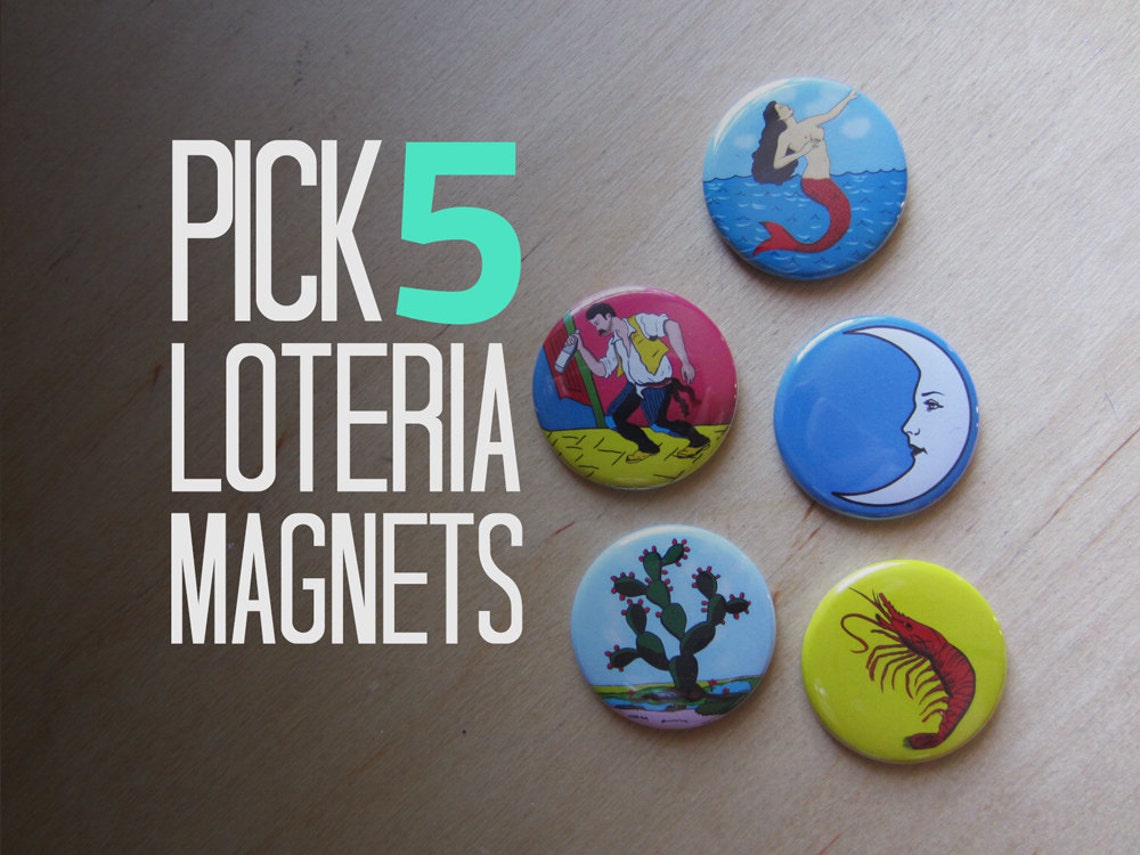 Set of 5 Loteria Magnets Make Your Own Set Lottery Magnets - Etsy