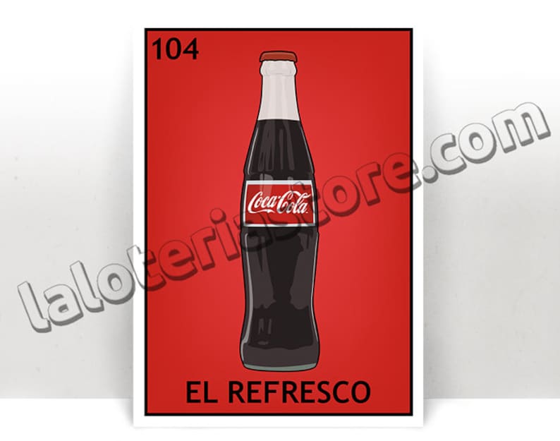 El Refresco Mexican Lottery Game Card - Soda Mexican Bingo Sweet Bread ...