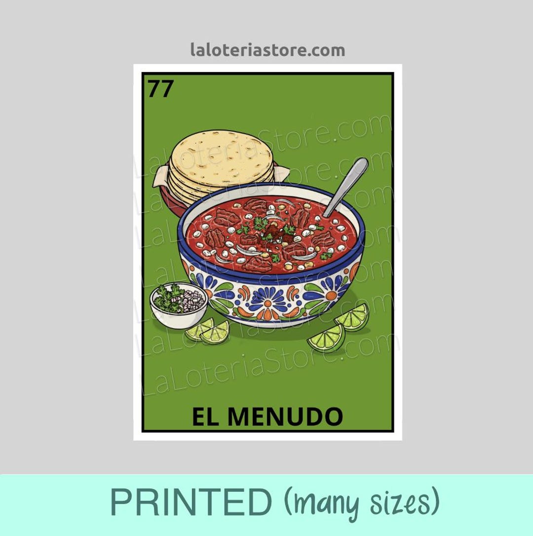 El Menudo Food Lottery Game Food Art Print - Mexican Bingo Latino ...