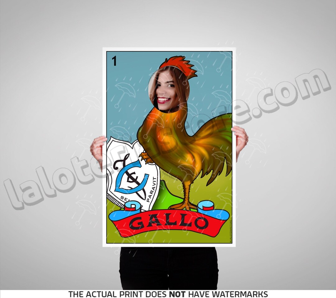 El Gallo Photo Booth Loteria Prop Fiesta Frame Cut Out - Rooster ...