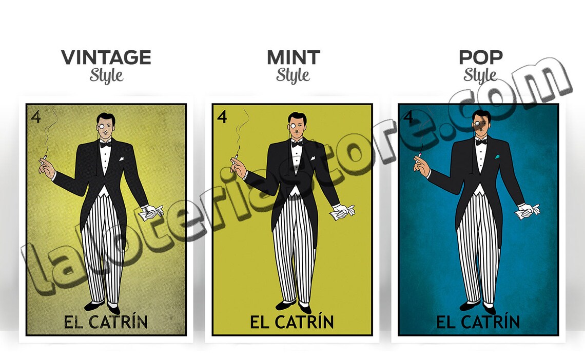 Canvas 8x10 El Catrin Loteria Card Stretched and Ready - Etsy