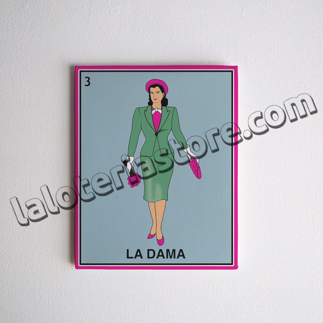 Canvas 8x10" La Dama Loteria Card Stretched and Ready to Hang - Lady ...