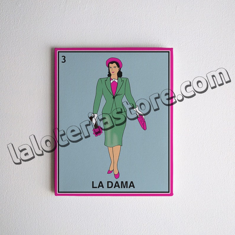 Canvas 8x10 La Dama Loteria Card Stretched and Ready to - Etsy