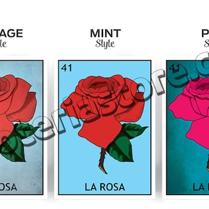 Canvas 8x10" La Rosa Loteria Card Stretched and Ready to Hang - Red ...