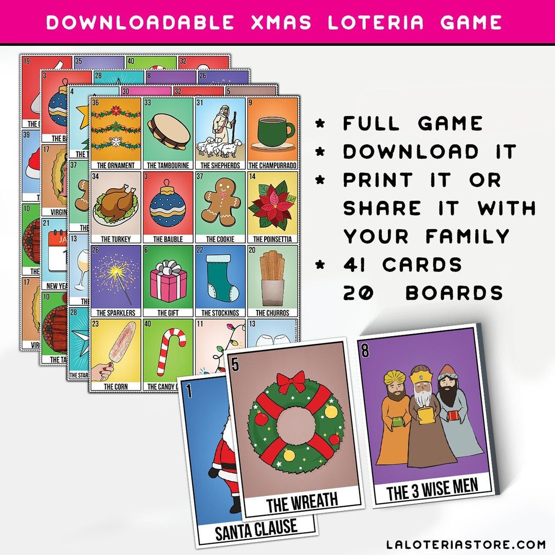 Navidad Loteria Game - Downloadable - XMAS - Minimalist Christmas Bingo ...