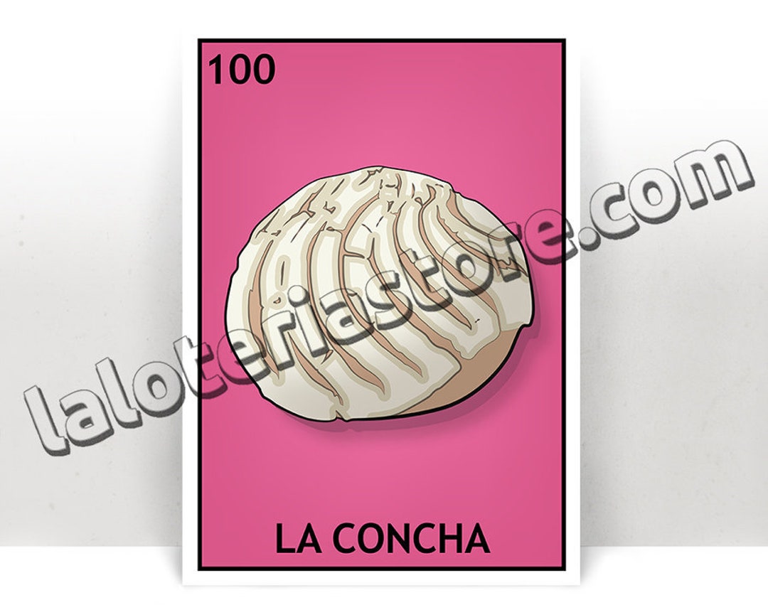 La Concha Pan Dulce Loteria Card - Mexican Bingo Sweet Bread Art Print ...